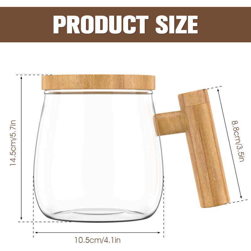 Automatic Glass Self-Stirring Mug with Handle 400ml Glass Coffee Milk ...