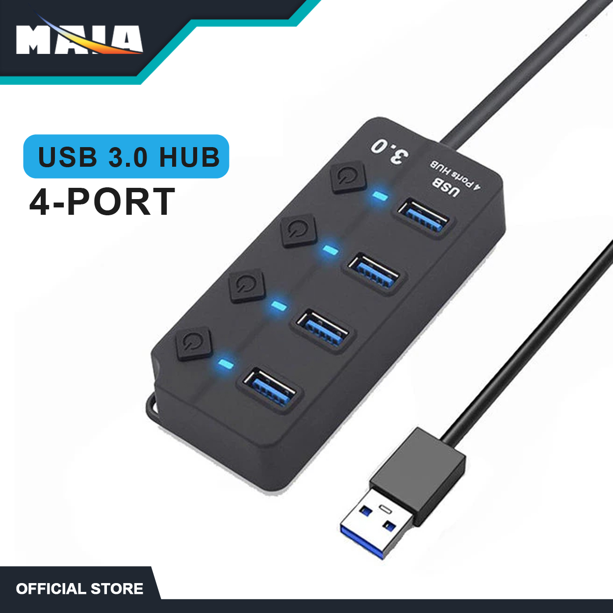 MAIA 4/7 Port USB 3.0 Power Adapter Multi USB Splitter Hub with Switch ...