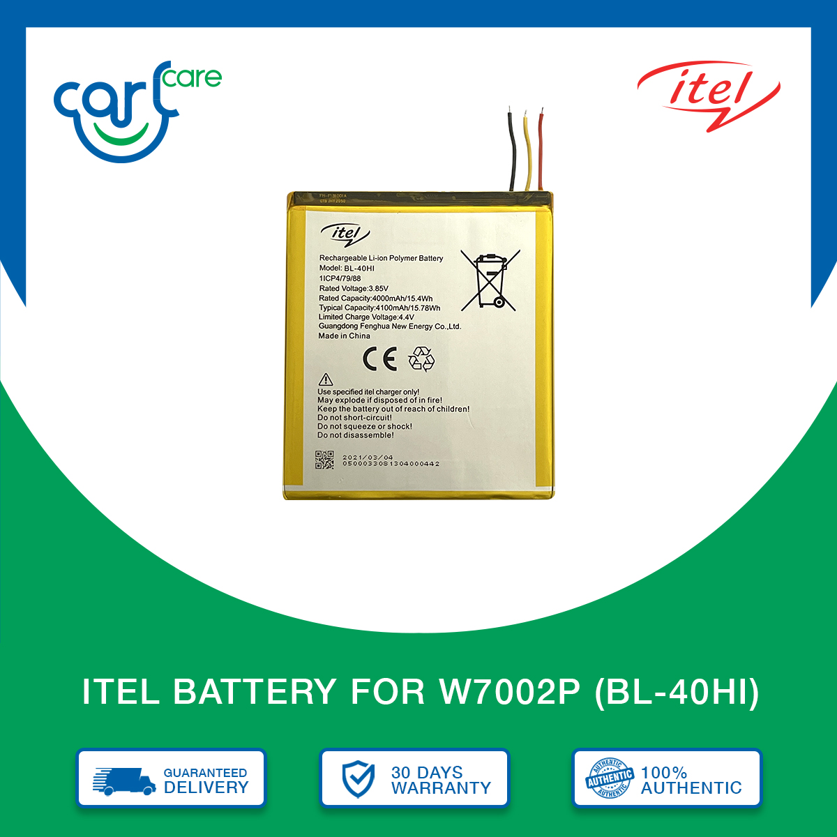 Itel Prime Tab 1 Battery (W7002P) BL-40HI | Lazada PH