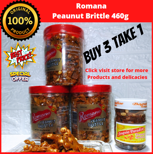 3 pcs Romana Peanut Brittle 460 grams Red cap Buy 3 take 1, Baguio ...