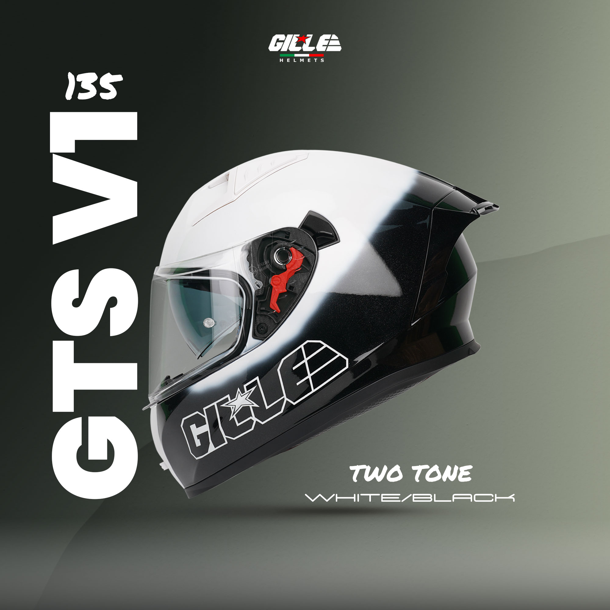 GILLE 135 V1 Two Tone Dual Design Visor Full Face Motorcycle Helmet ...