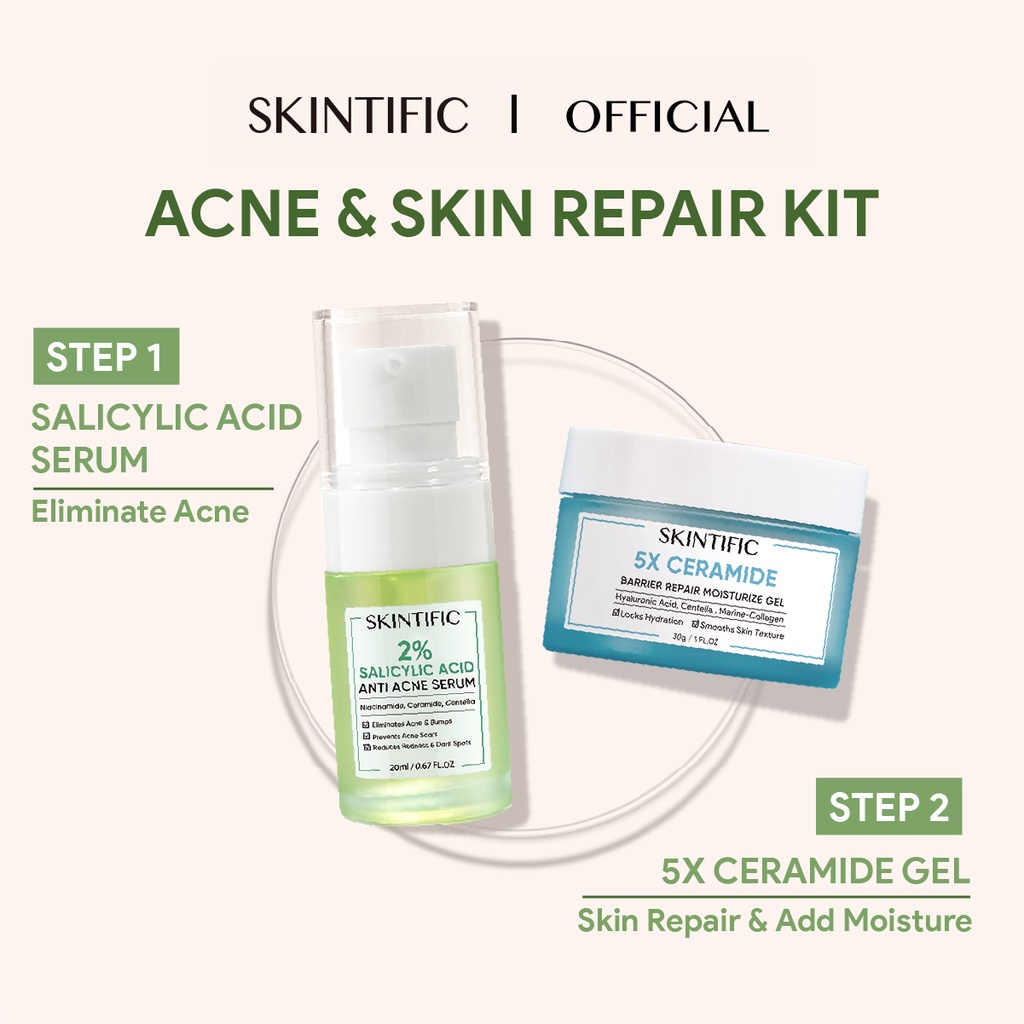 SKINTIFIC OFFICIAL Acne Cure & Skin Repair Kit Salicylic Acid Serum ...