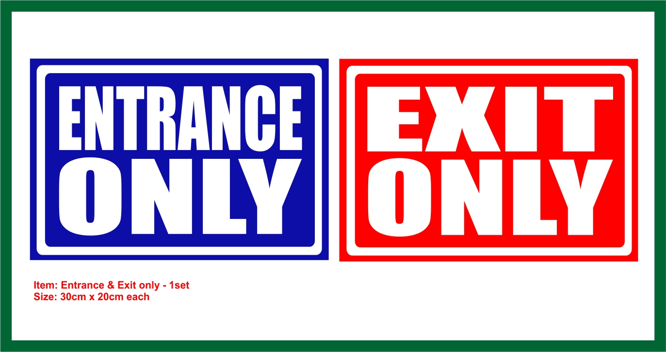 Entrance & Exit Only sticker, cutout vinyl sticker - 1set (2pcs ...