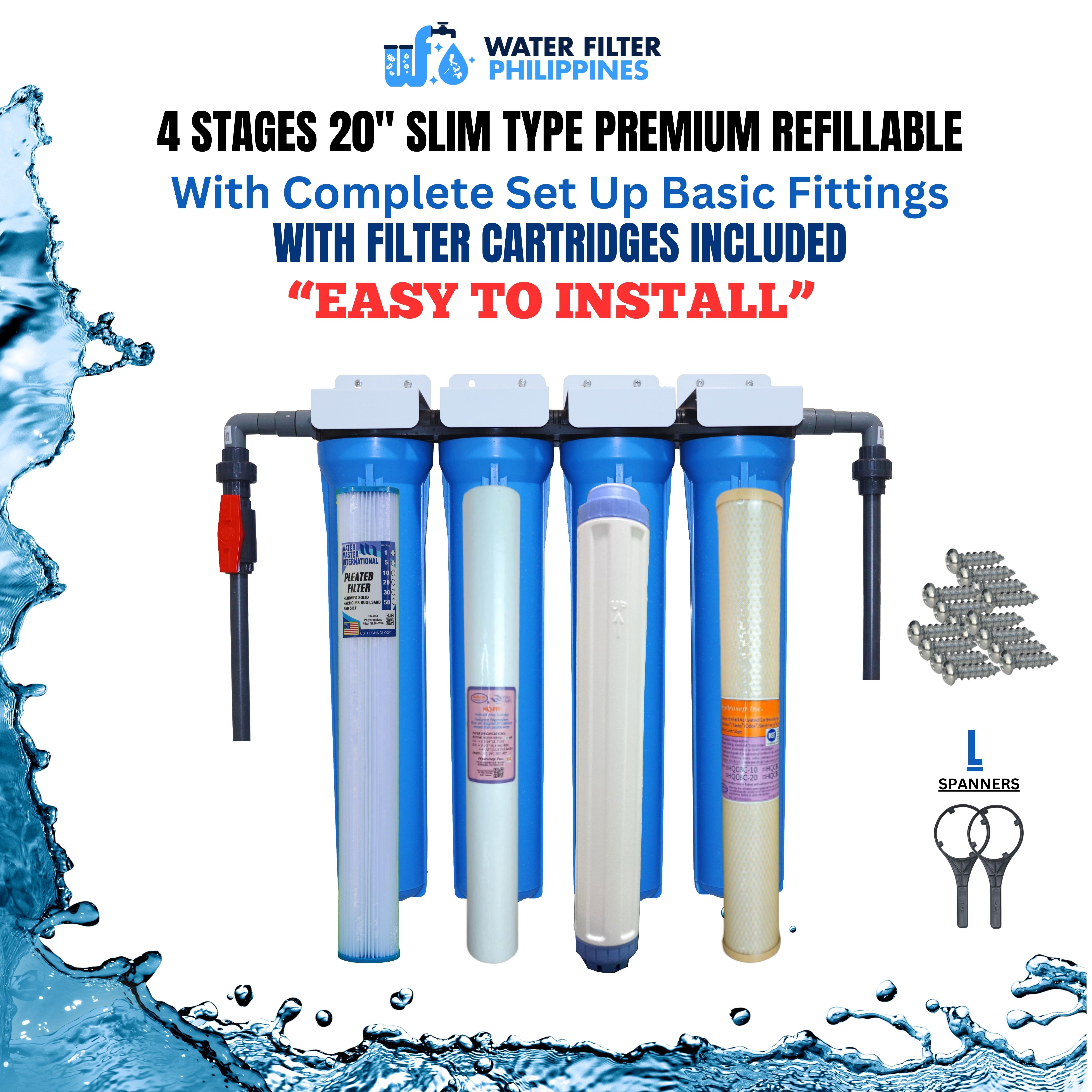Water Filtration System Top Selling 4 Stages 20" Slim Type Refillable ...