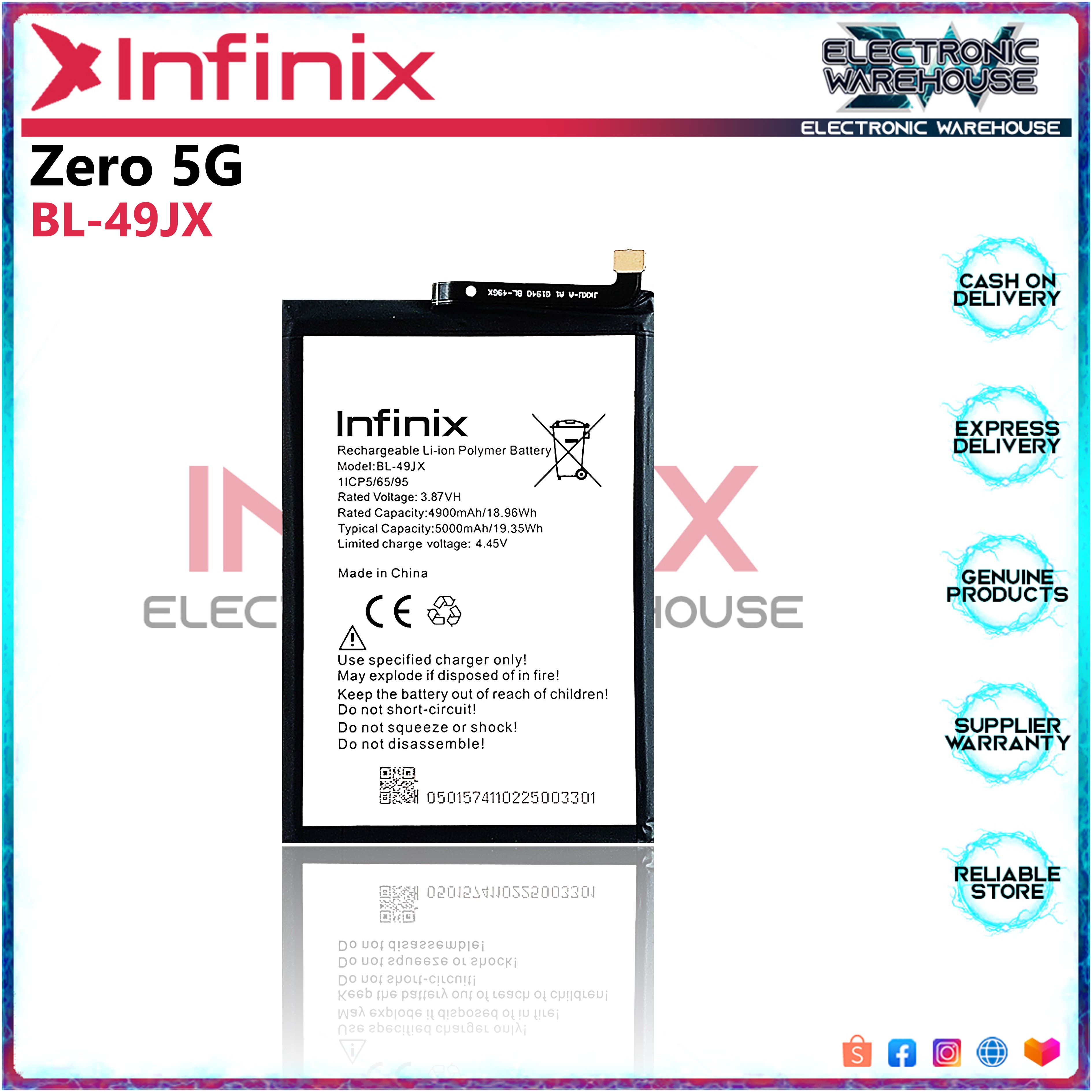 New Infinix Zero 5G Battery BL-49JX 5000mAh Capacity | Lazada PH