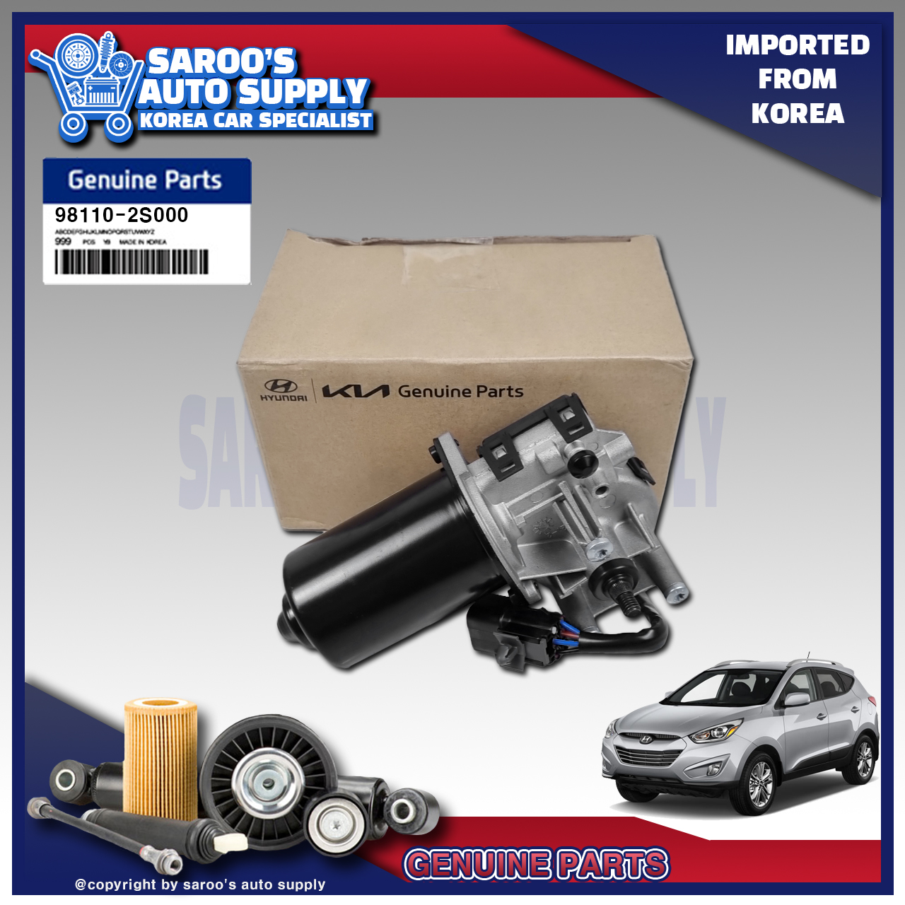 [Genuine] Windshield Wiper Motor For Hyundai Tucson (11-15) , Original ...
