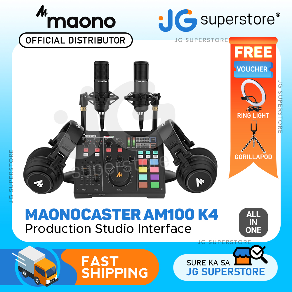Maono AU-AM100 K4 Maonocaster All-In-One Kit Podcast Production Studio ...