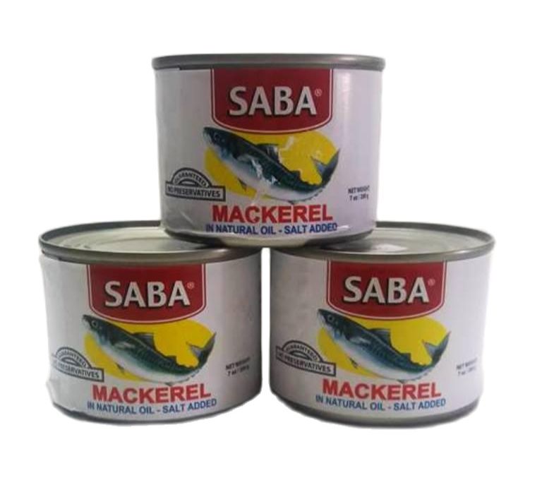 SABA Mackerel Sardines in Natural Oil, Salt Added - White (6 cans x 200 ...