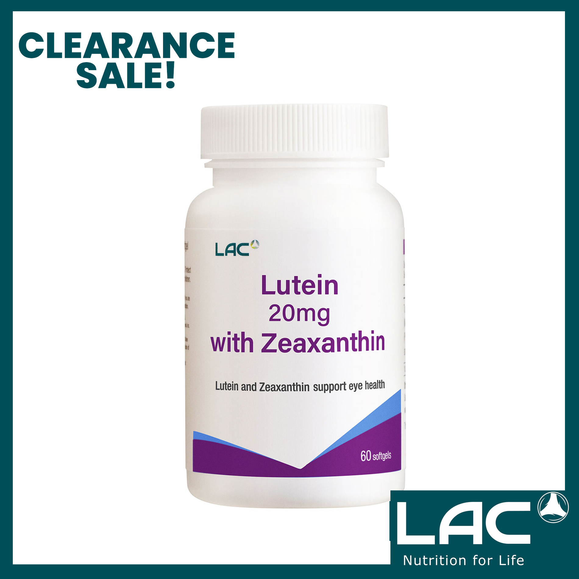 LAC Lutein 20mg w/ Zeaxanthin 60 Softgels (best by: January 2024 ...