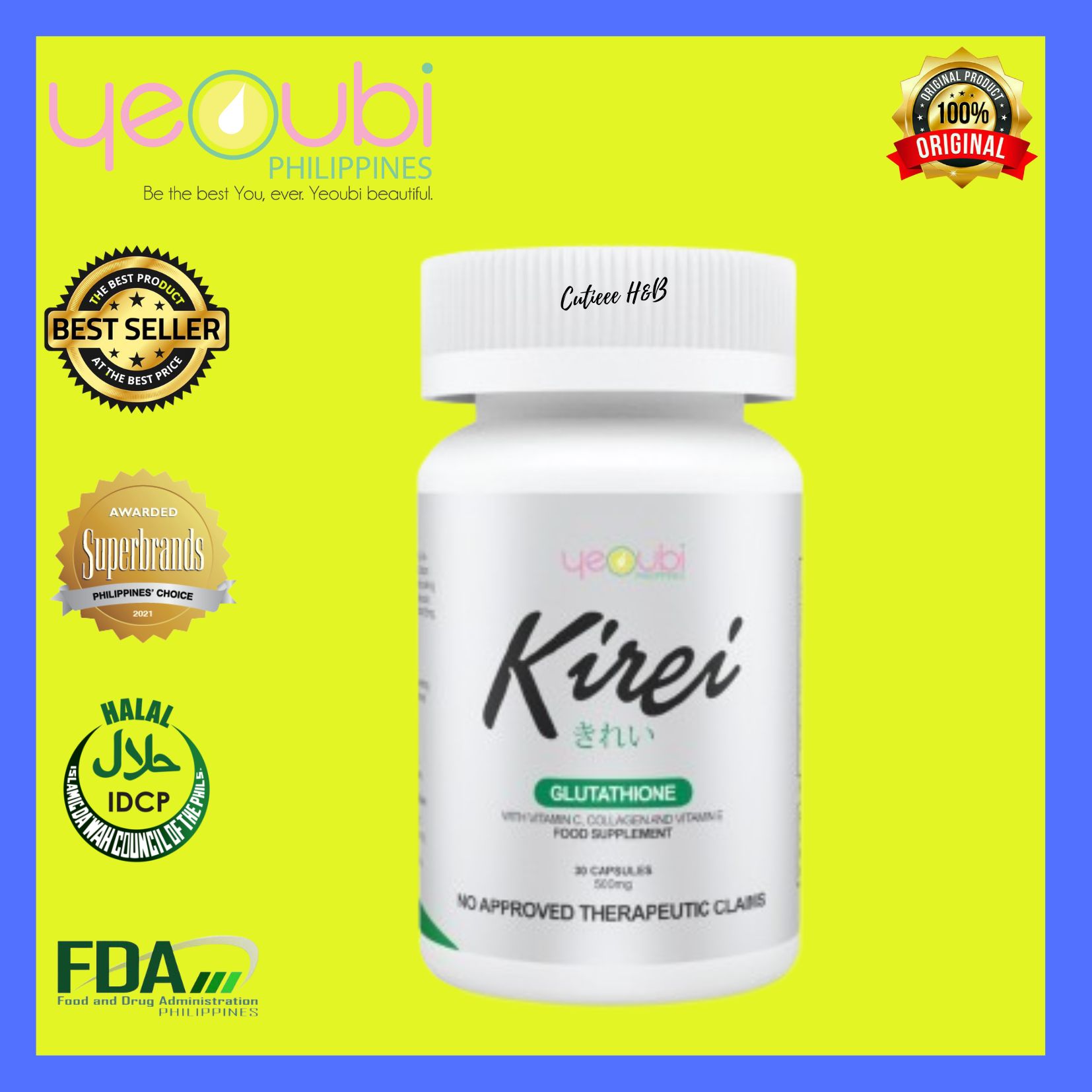 Yeoubi Kirei Glutathione with Vitamin C, Collagen, and Vitamin E (30 capsules) | Lazada PH