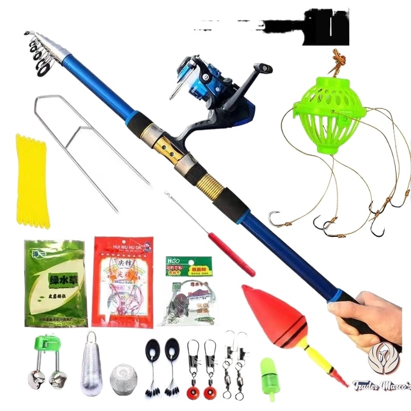 COD 1.8M Spinning Fishing Rod Combos Portable Telesscopic FullSet ...