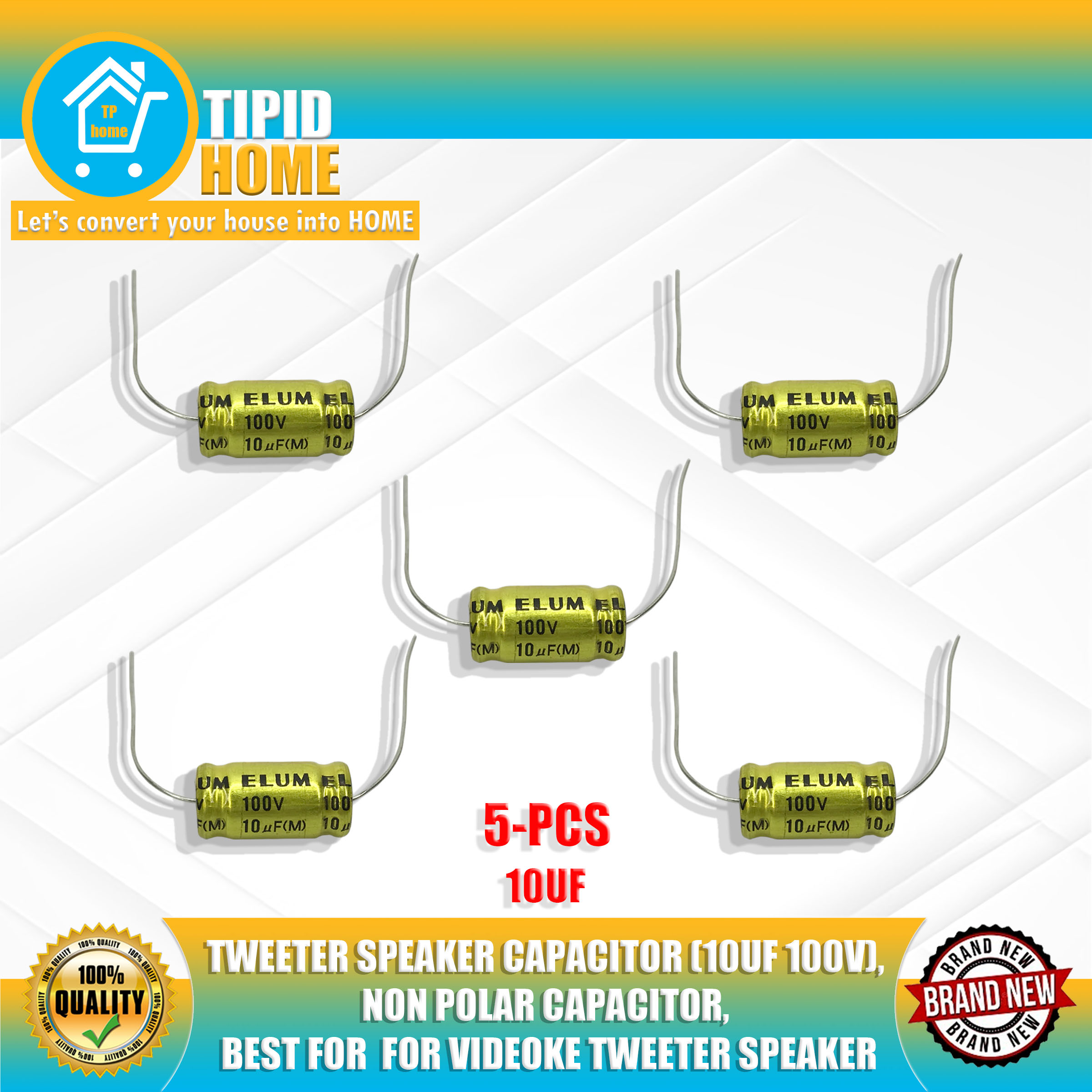 TWEETER SPEAKER CAPACITOR (10UF 100V), NON POLAR CAPACITOR, BEST FOR ...