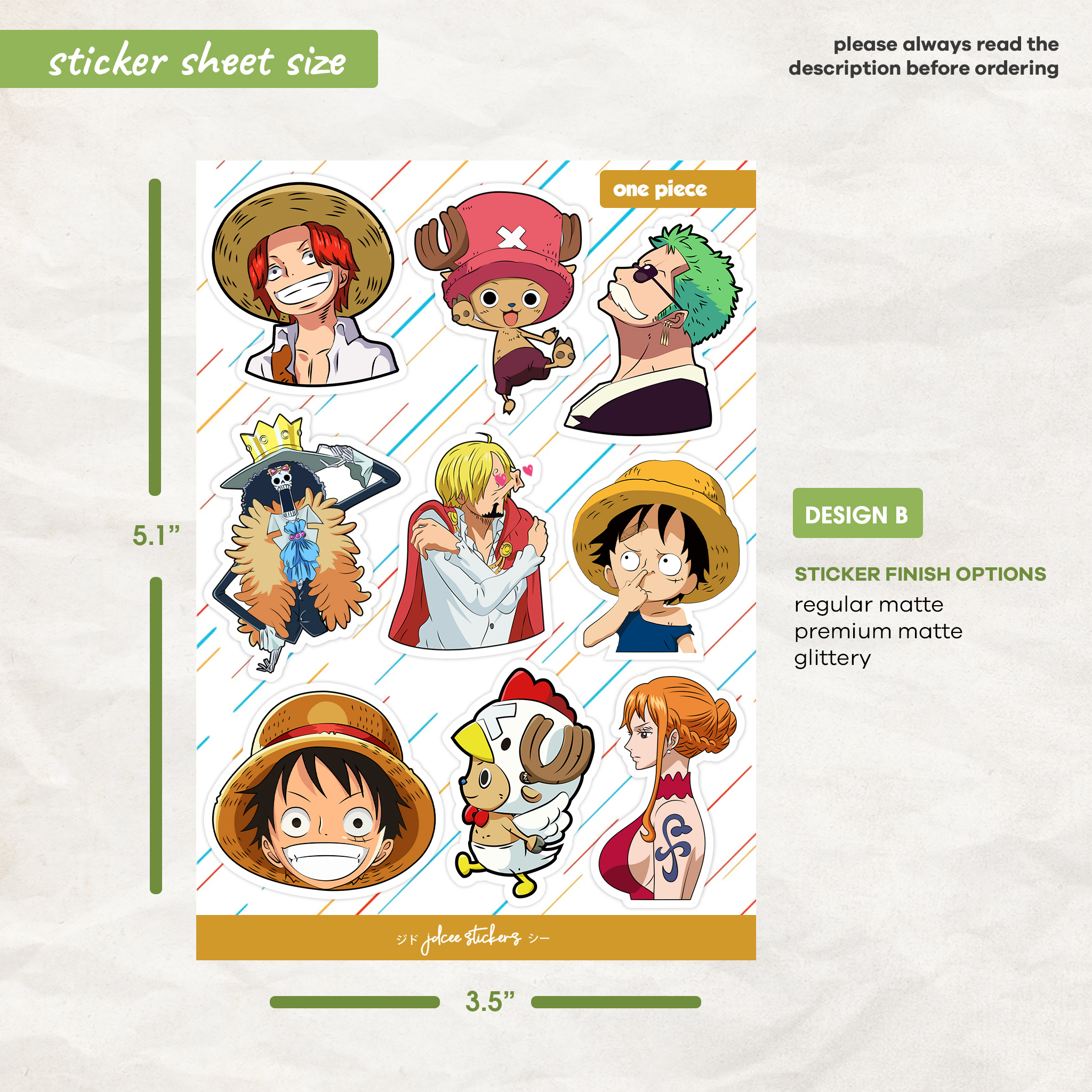 **STICKER SHEET** One Piece Planner / Journal / Scrapbook / Diary ...