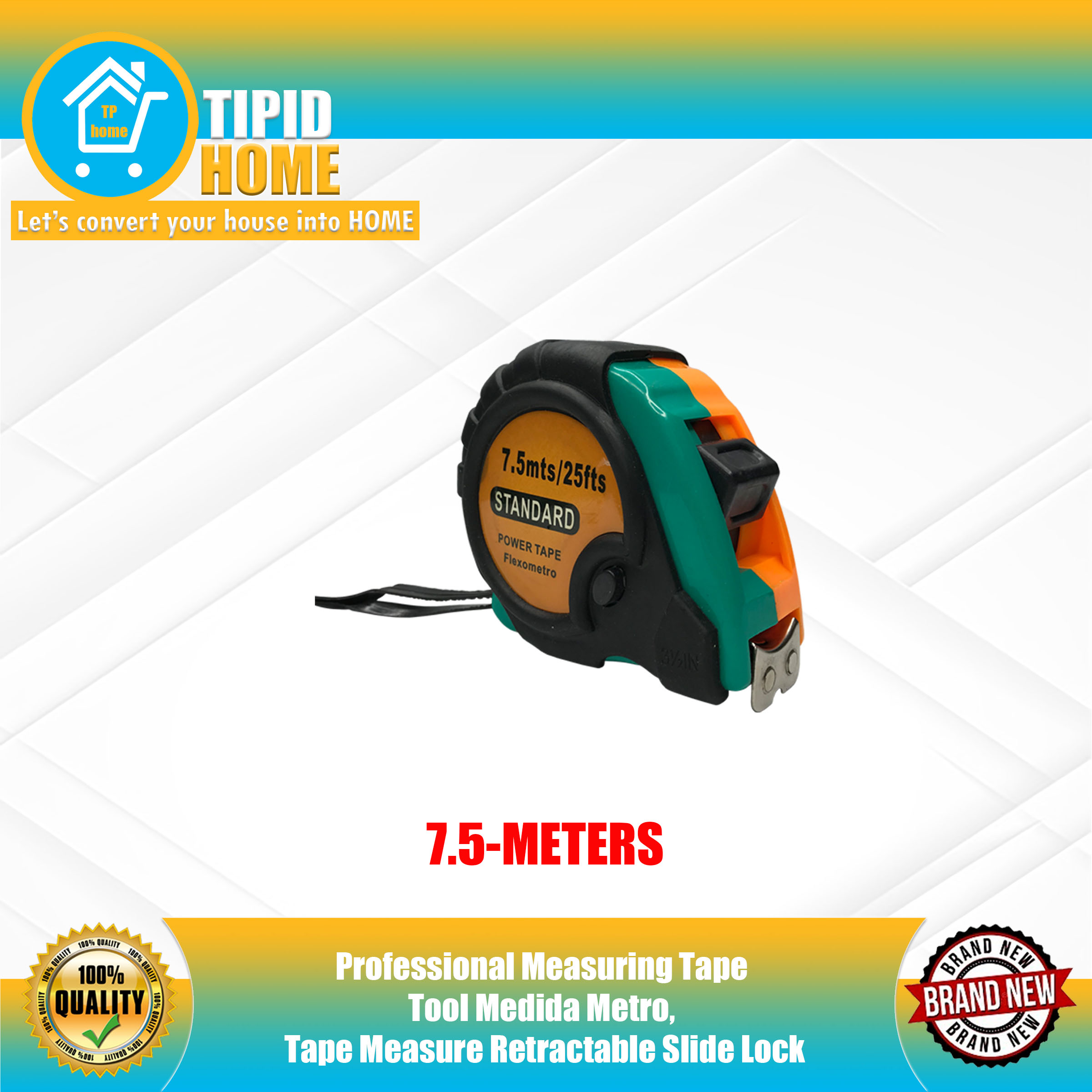 Professional Tape Measure Retractable Slide Lock Measuring Tape Tool ...