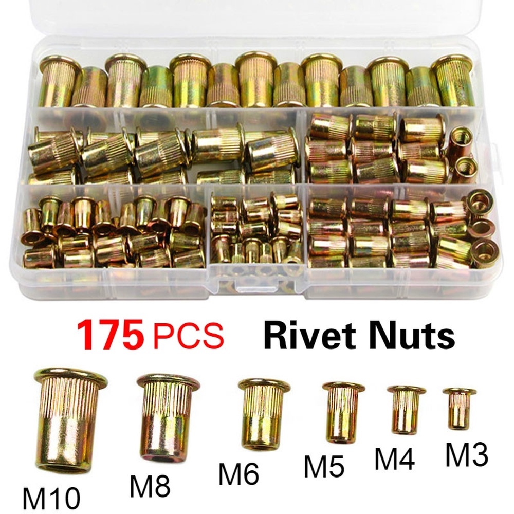 175pcs/set M3 M4 M5 M6 M8 M10 Rivnut Steel Rivet Nut Insert Rivets ...