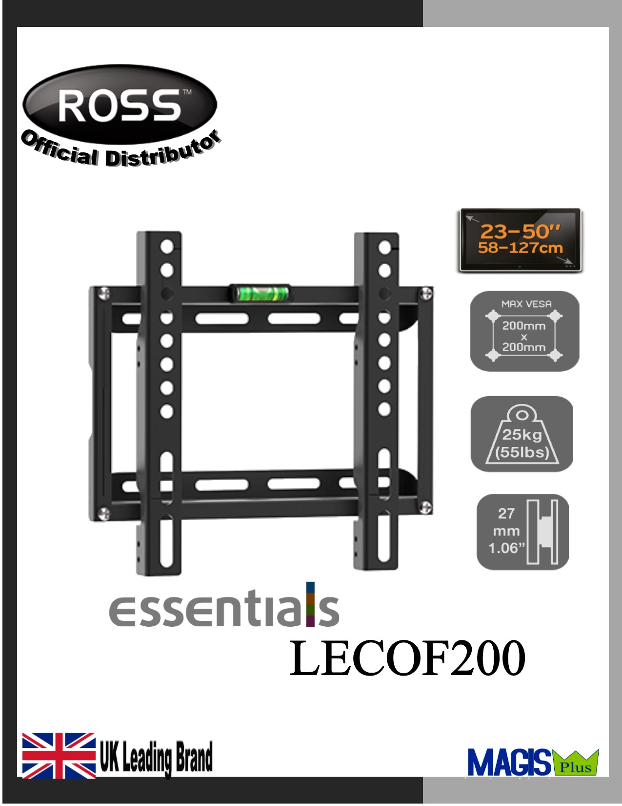 Ross LECOF200-RO 32-50'' Flat to Wall TV Wall Bracket | Lazada PH