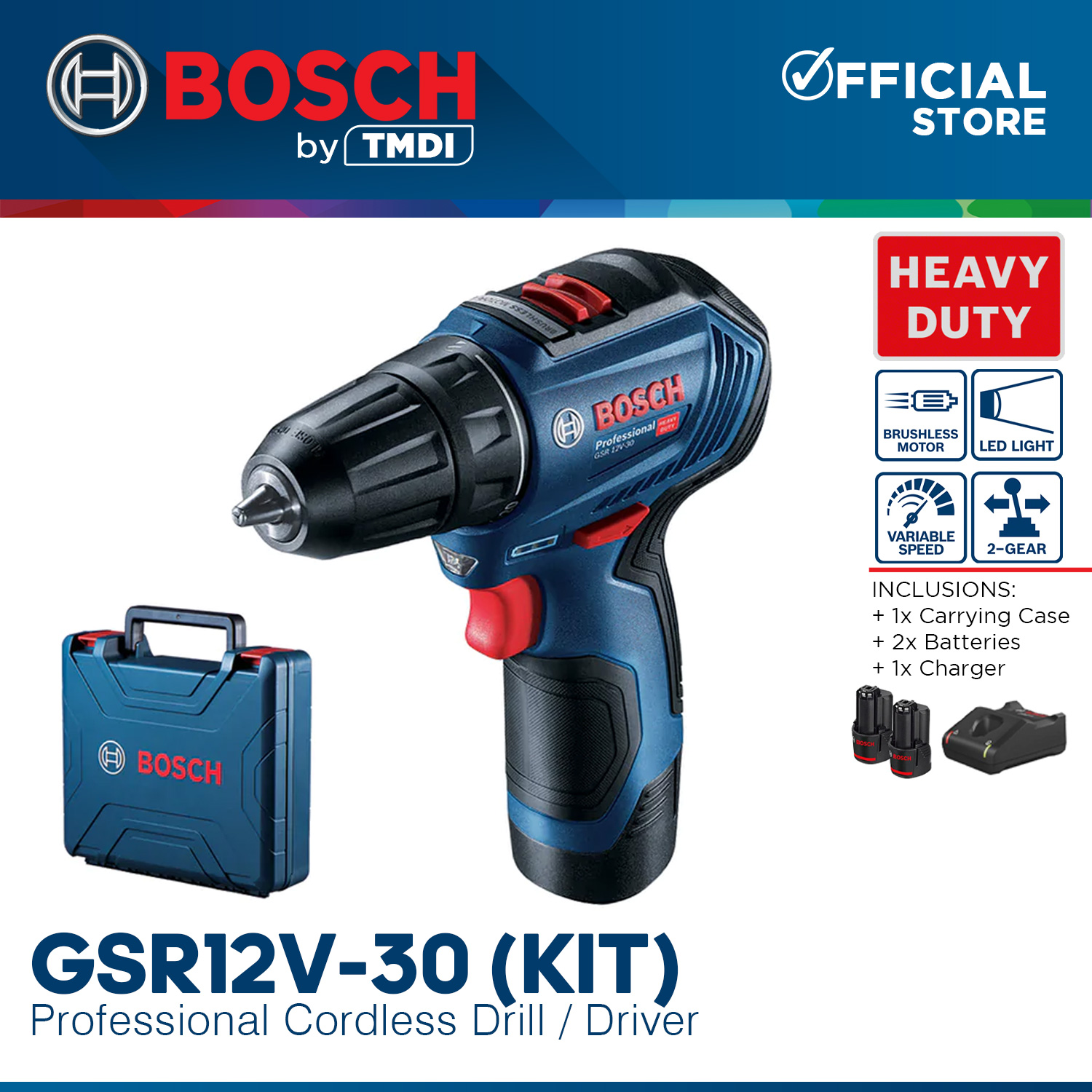 BOSCH Professional Cordless Drill / Driver 12V Lithium Ion Battery ...