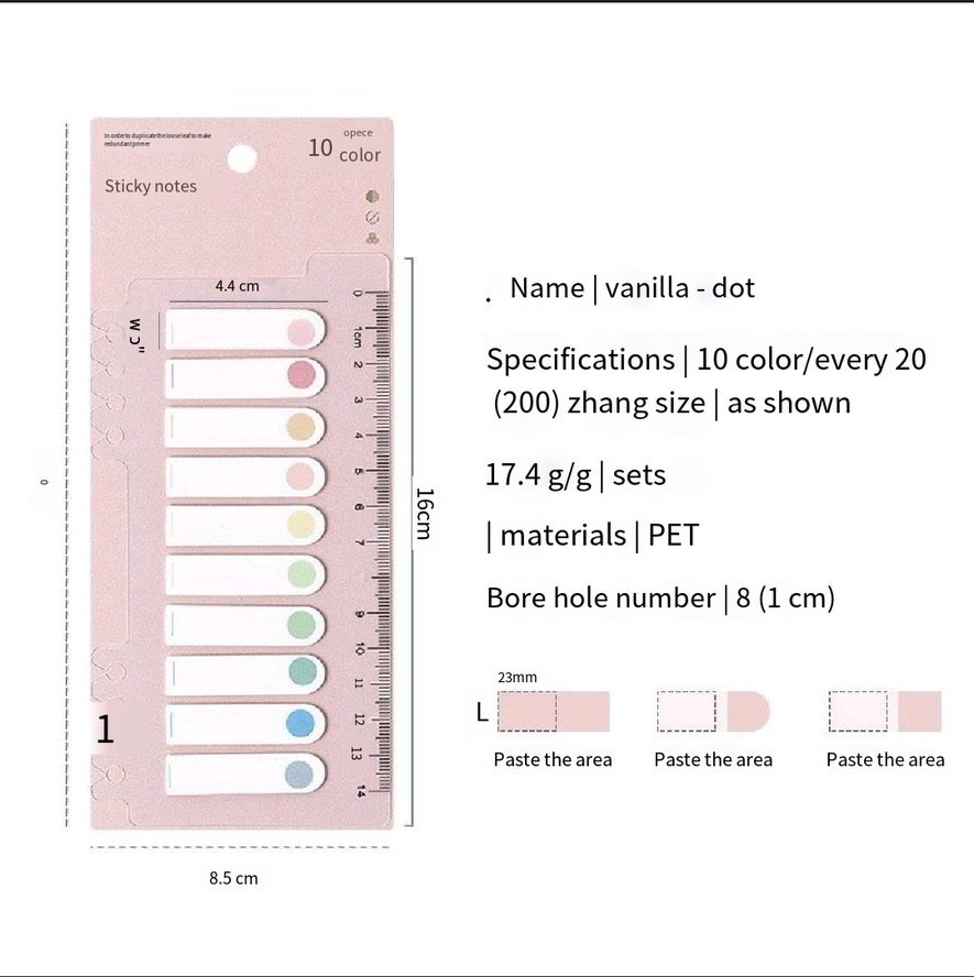 Colorful Sticky Notes Page Markers with Ruler Loose-Leaf Index Tabs ...