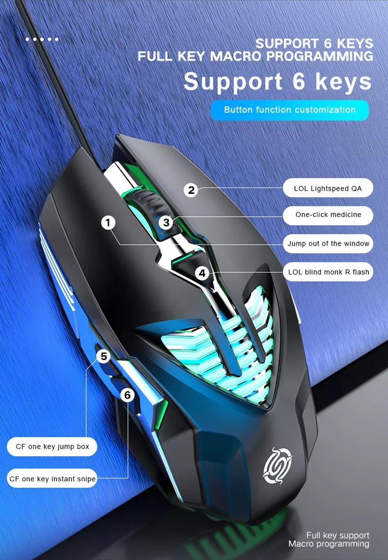 Q1 USB Wired Mouse 3200 DPI Adjustable Mice for Laptop Desktop Office ...