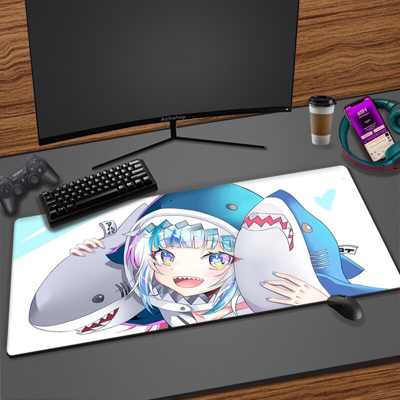 Hololive Gawr Gura 90x40cm Large Kawaii Mouse Pad PC Laptop Gamer Anime ...