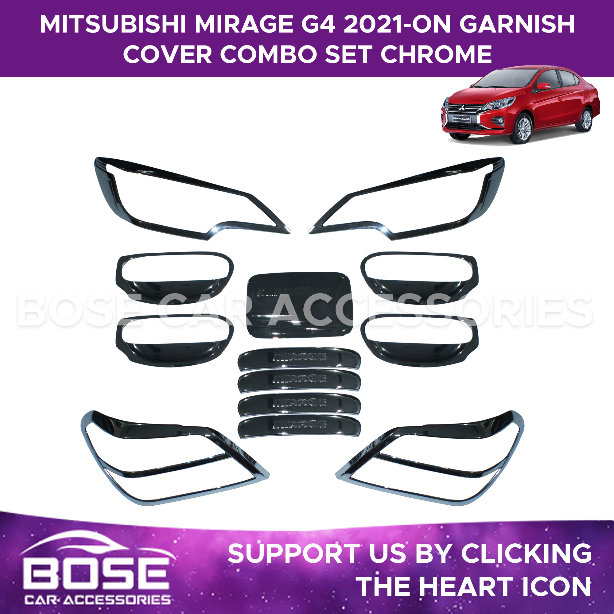 Mitsubishi Mirage G4 Garnish Set AUGUST 2021 2022 2023 Model Black ...