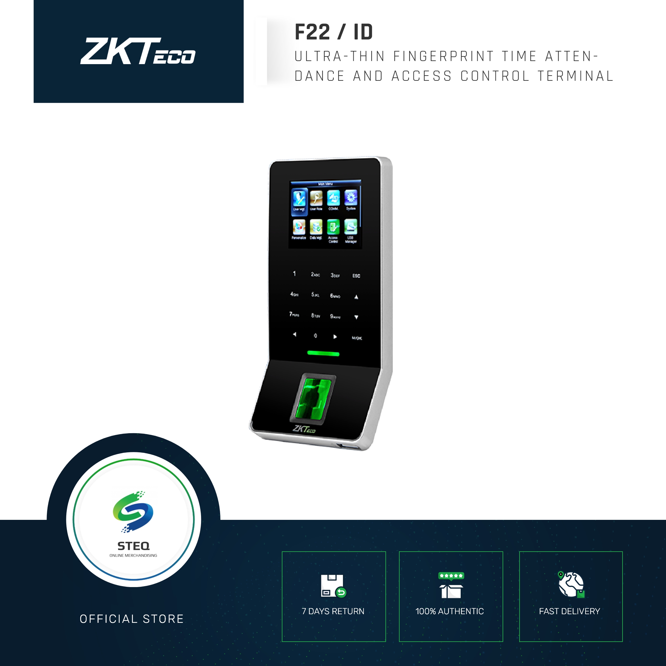 STEQ ZKTeco F22/ID Fingerprint, Keypad and RFID | Lazada PH