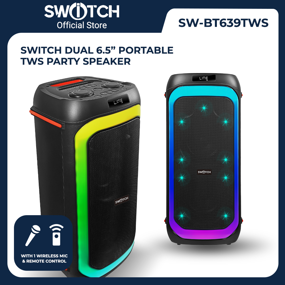 Switch Dual 6.5" Portable 5.0 TWS Bluetooth TWS Karaoke Party Speaker ...