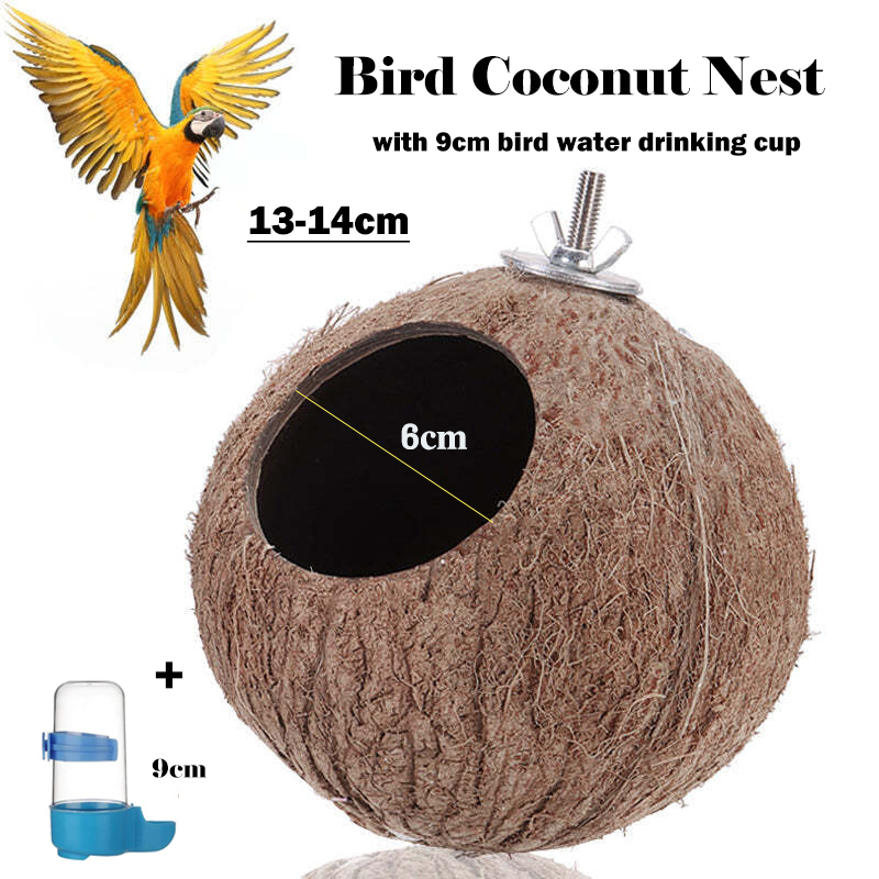 Coconut Shell Bird Nest Hanging Bird Cage Coconut House for Lovebirds ...