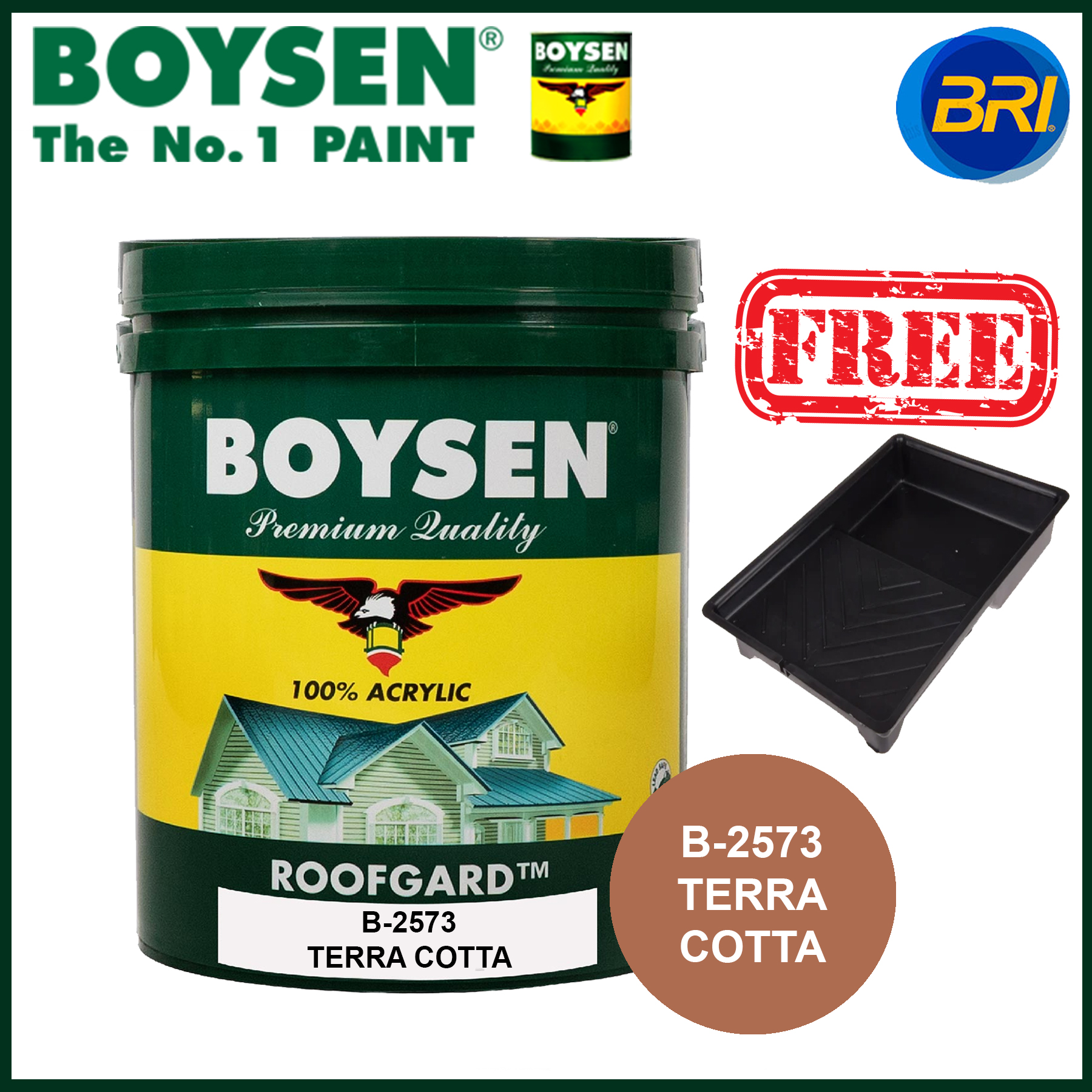 Boysen Roofgard B-2573 Terra Cotta 16L w/ Free Roller Paint Tray ...