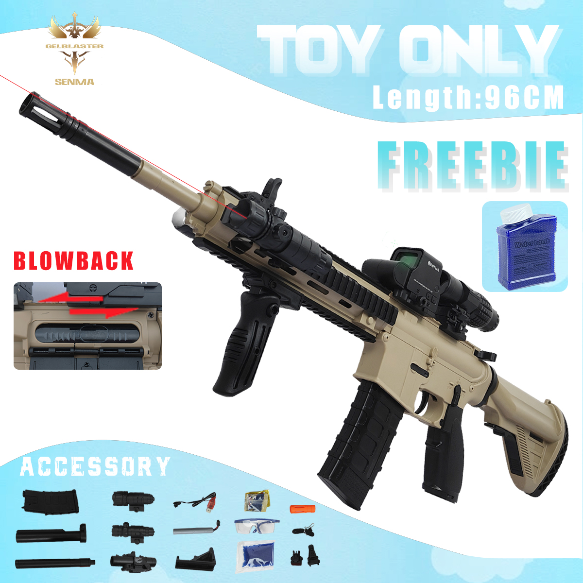 【Fast Delivery】SENMA&TG M4 Gel Blaster Toy for Kids Connected + Single shot Rechargeable Outdoor ...