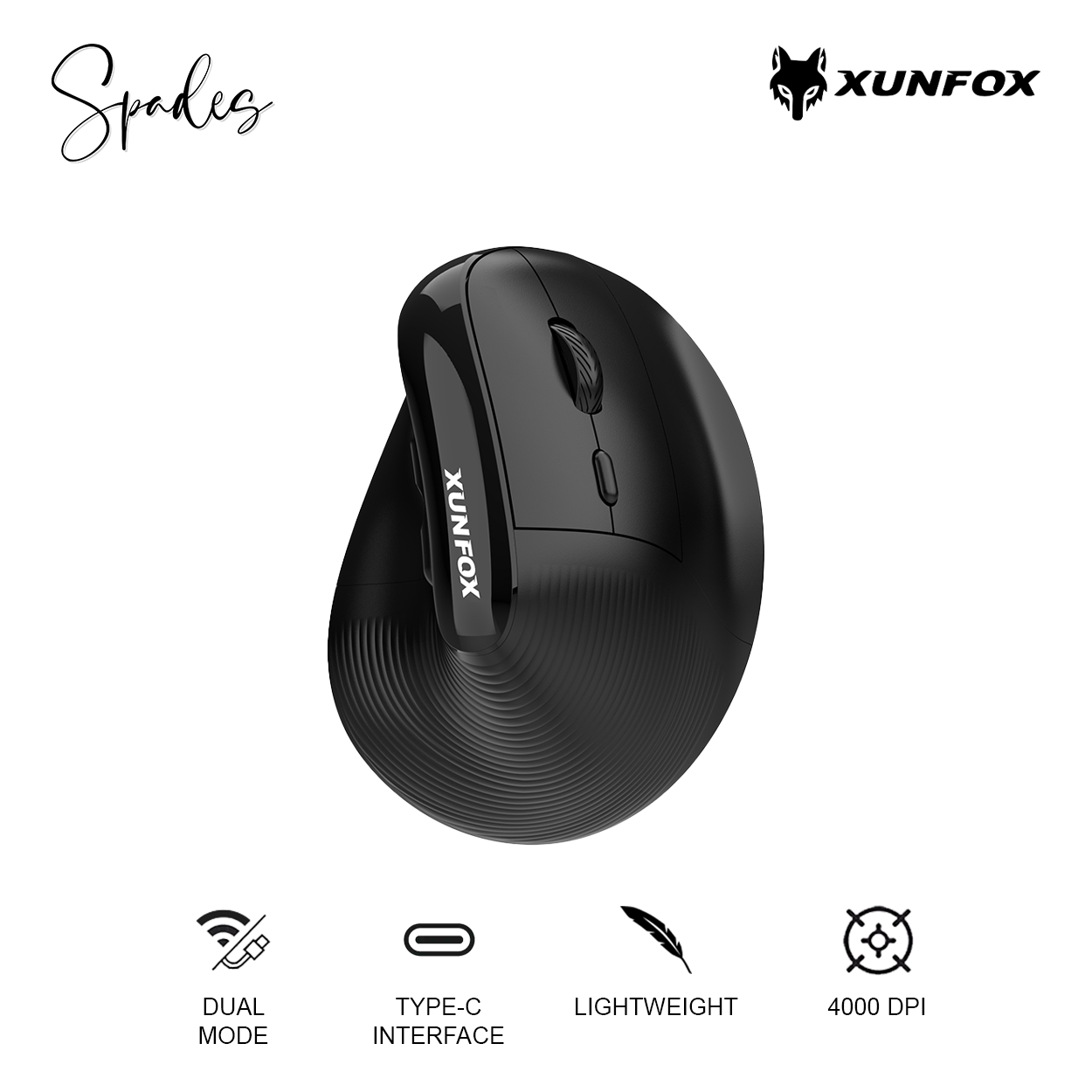 Gigaware Xunfox H5 Dual Mode Vertical Gaming Mouse 2.4GHz and Bluetooth Wireless1600DPI Charge ...