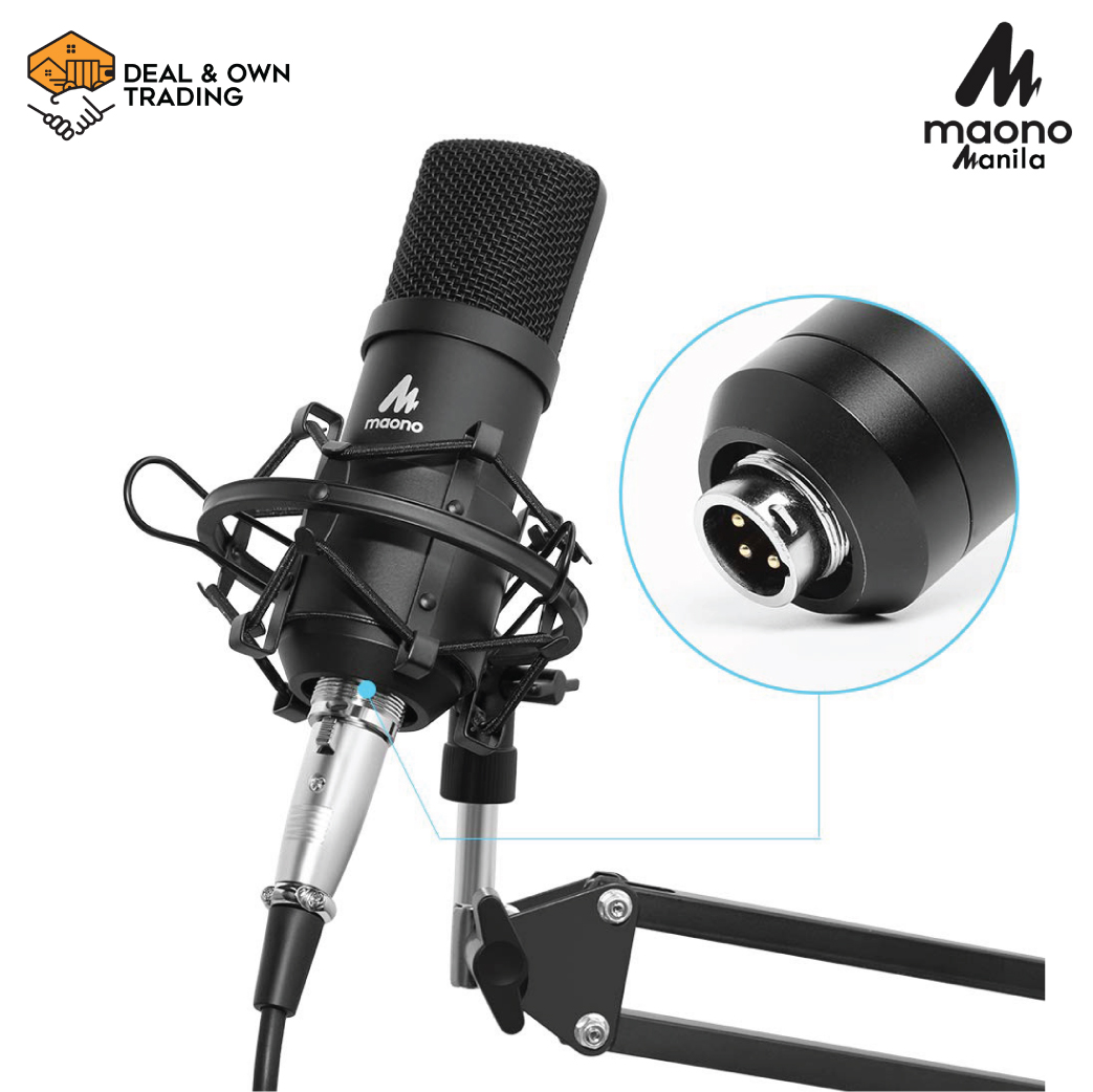 Maono AU-A03 Condenser Podcast Studio Microphone w Boom Arm Kit for Youtube Recording and Vlog ...