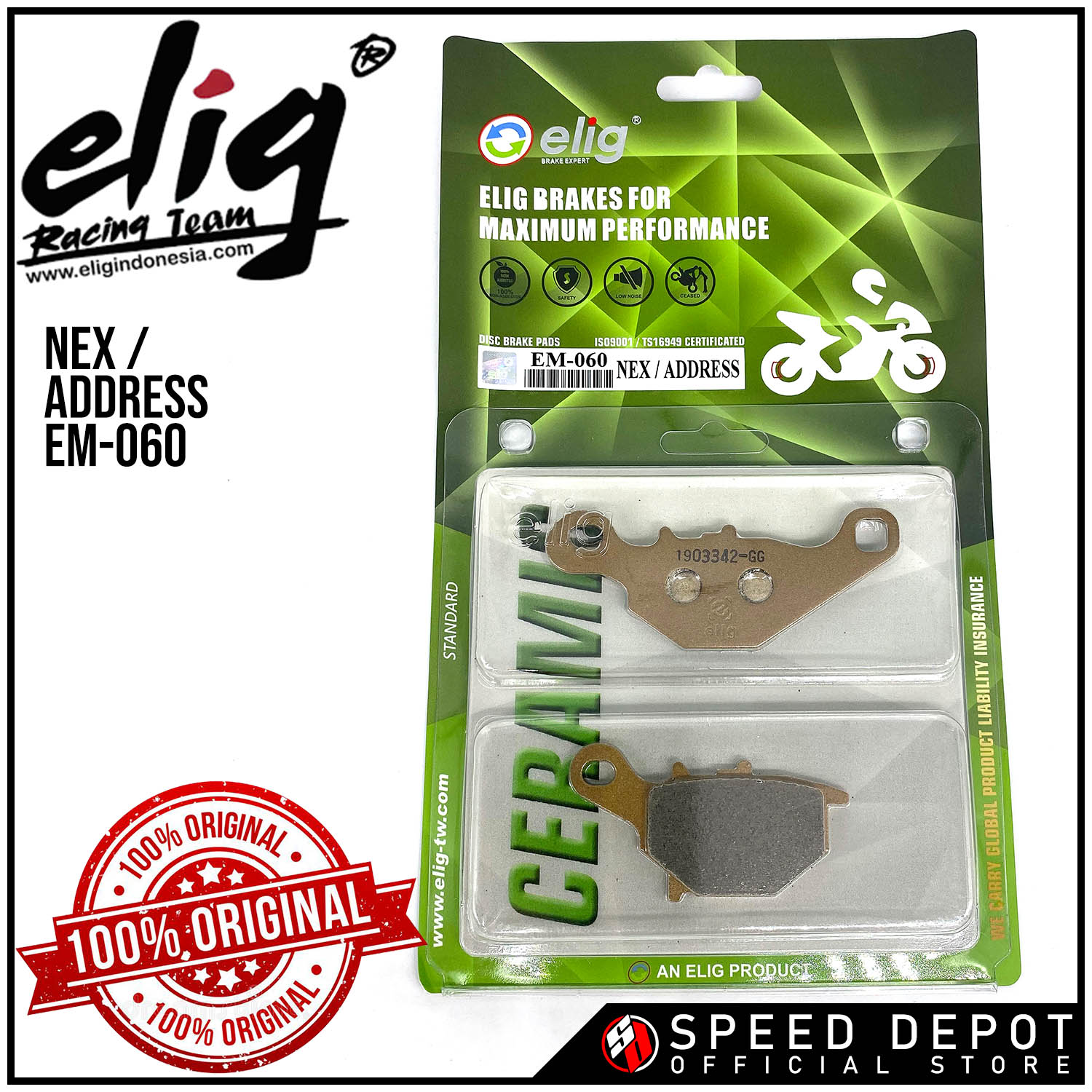 ELIG BRAKE PAD EM-060 NEX / ADDRESS * Speed Depot | Lazada PH