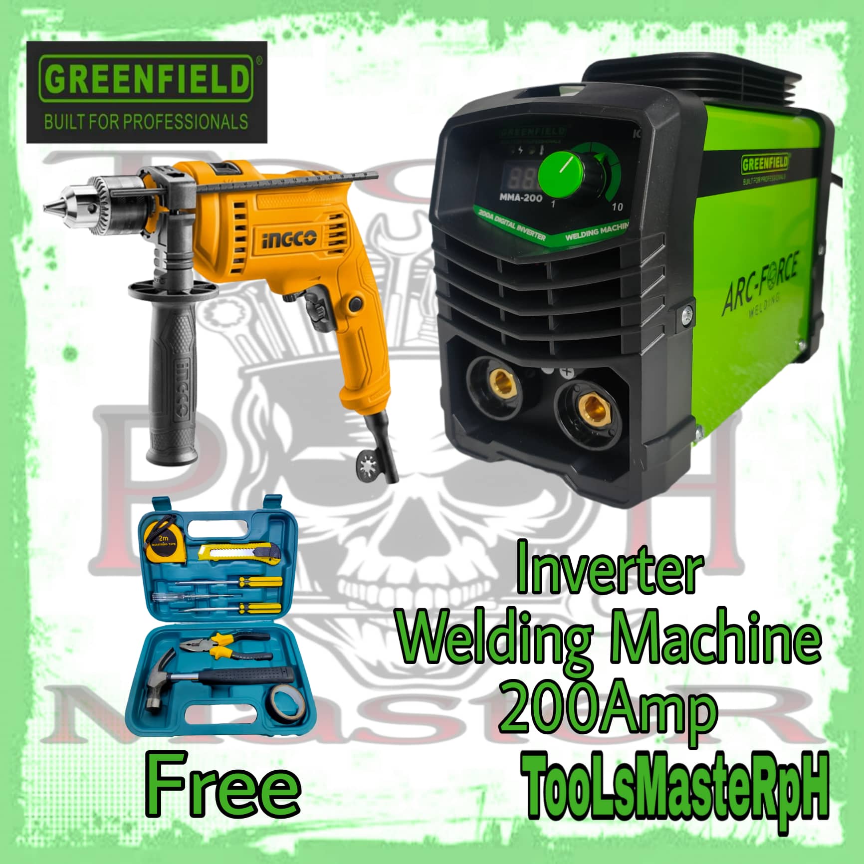 GREENFIELD 200Amp Inverter Welding Machine 08-03-10200D with INGCO ...
