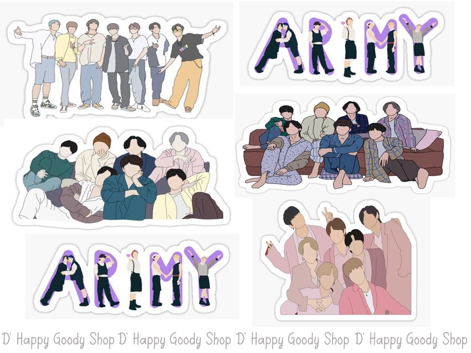 BTS Sticker - Matte Sticker - Large Stickers - 7 pcs + 5 pcs FREE ...