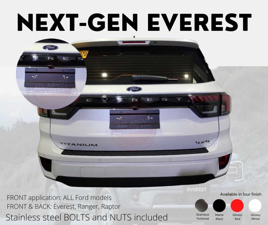 FORD NEXT GEN EVEREST Stainless Steel Universal Car Plate holder (PLAIN ...