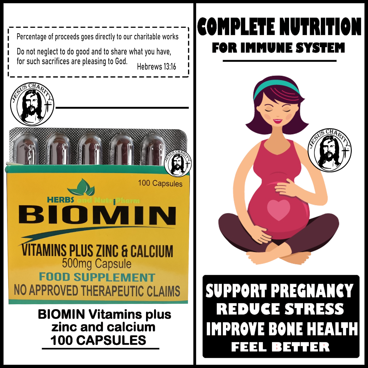 Biomin Vitamin Plus Zinc & Calcium 100 Capsules- jesuscharity store ...