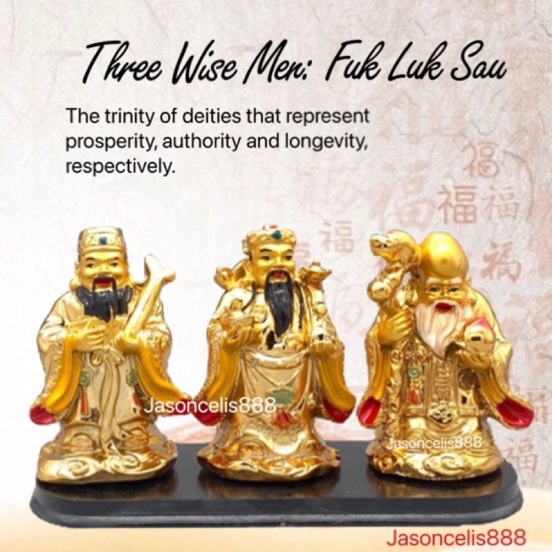 Sale! Fengshui Blessed Gold FUK LUK SAU- 3 Wise Men King Three Star ...