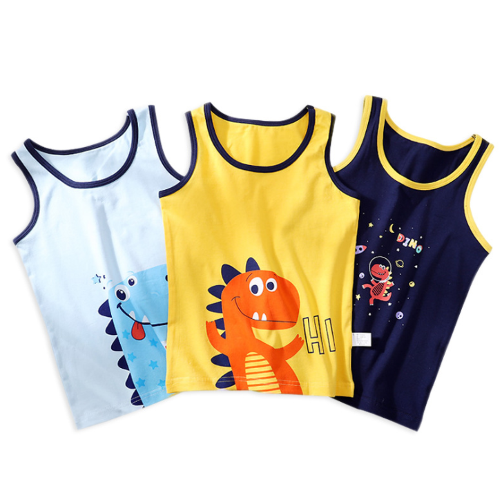 High Quality Sleeveless Top Cartoon Design 3 Pcs Set Cotton Sando for ...