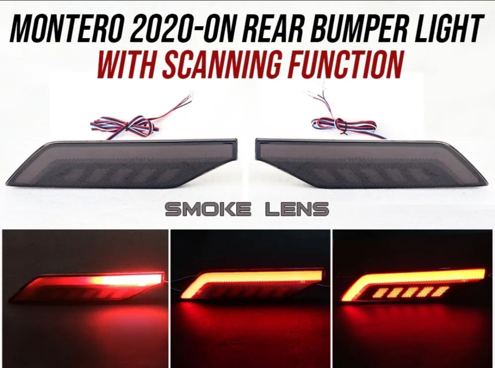 Mitsubishi Montero 2020 to 2025 Red Lens / Smoke type Rear Bumper Light ...