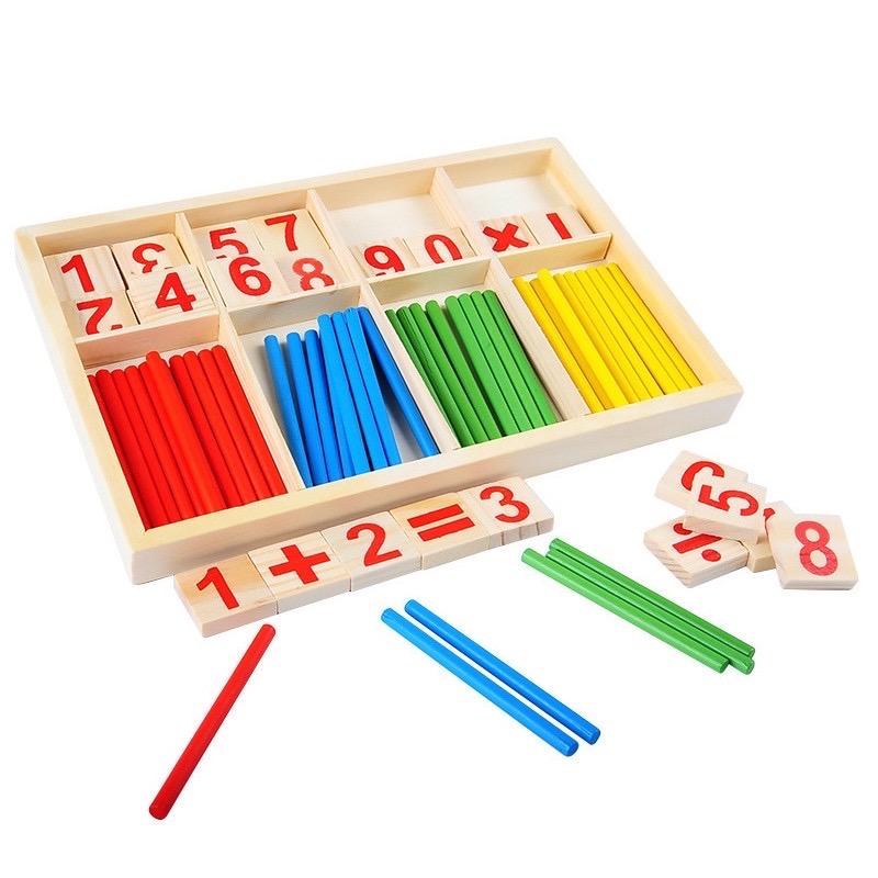 HNTOB wooden digital stick counting game color number box educationd ...