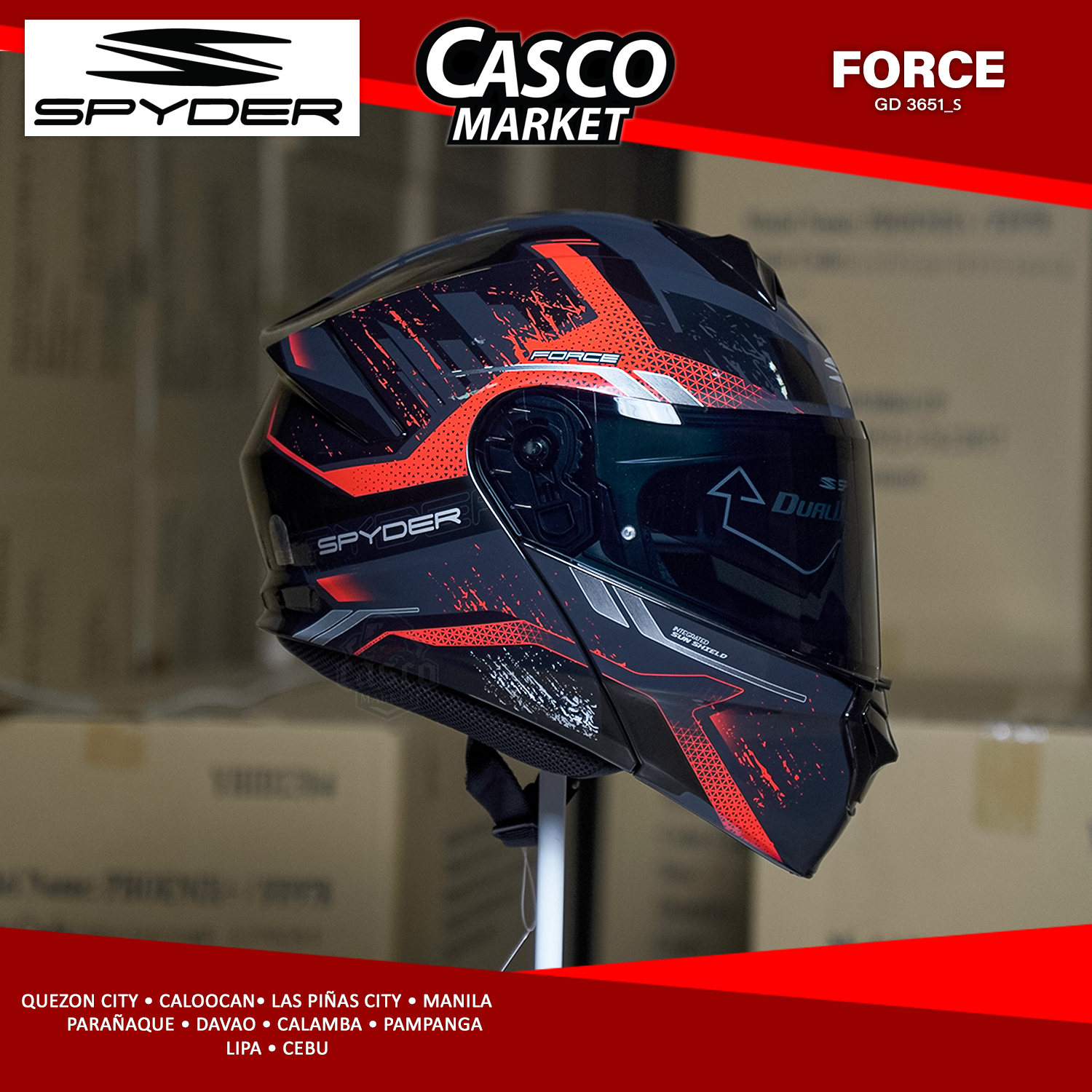 SPYDER FORCE MODULAR DUAL VISOR MOTORCYCLE HELMET | Lazada PH