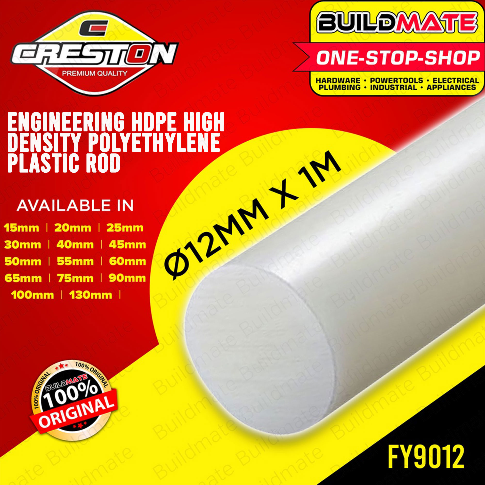 BUILDMATE Creston 12MM x 1Meter Engineering HDPE High Density ...