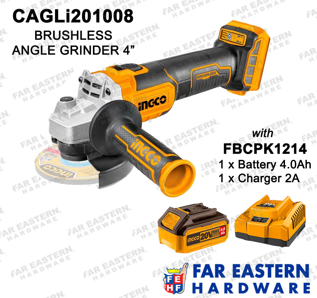 INGCO Cordless Brushless Angle Grinder 4" 20V CAGLI201008 INPTCL | Lazada PH