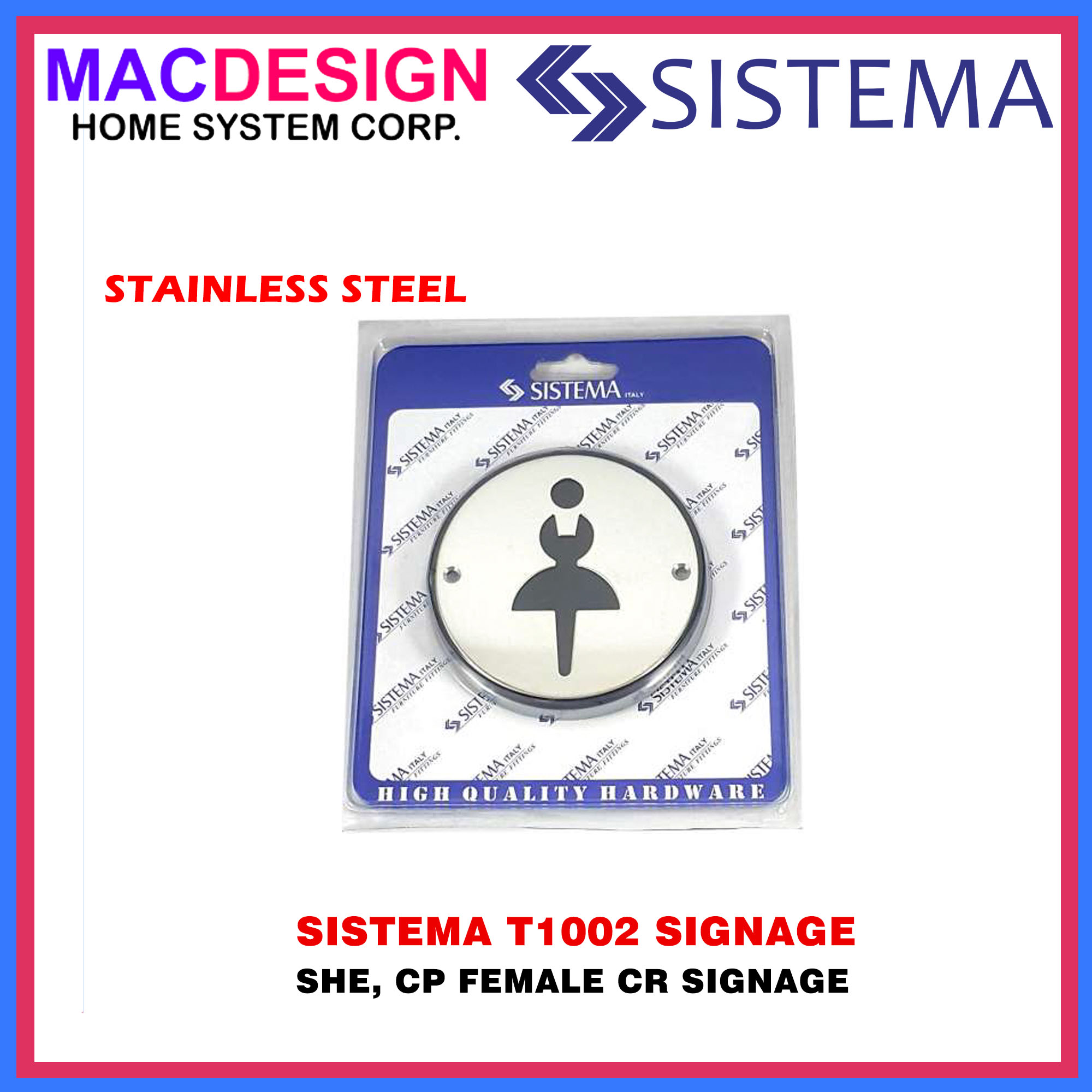 SISTEMA T1002 SIGNAGE SS SHE CH FEMALE CR SIGNAGE HIGH QUALITY ...