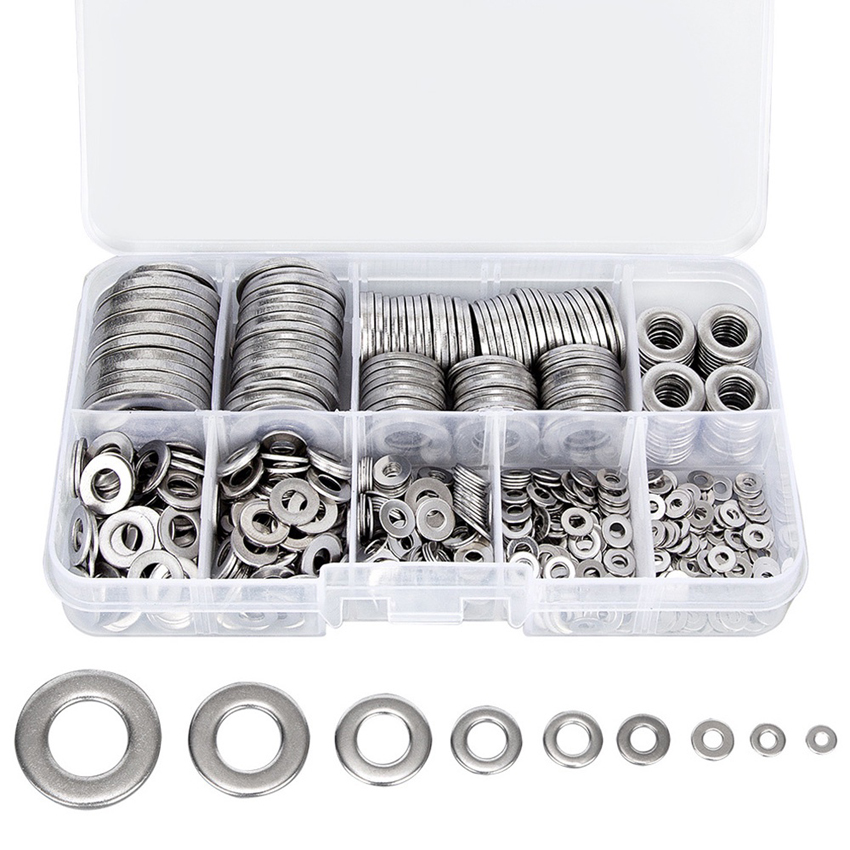 400Pcs/Box M2-M10 Stainless Steel Flat Washer Corrosion Round Lock ...