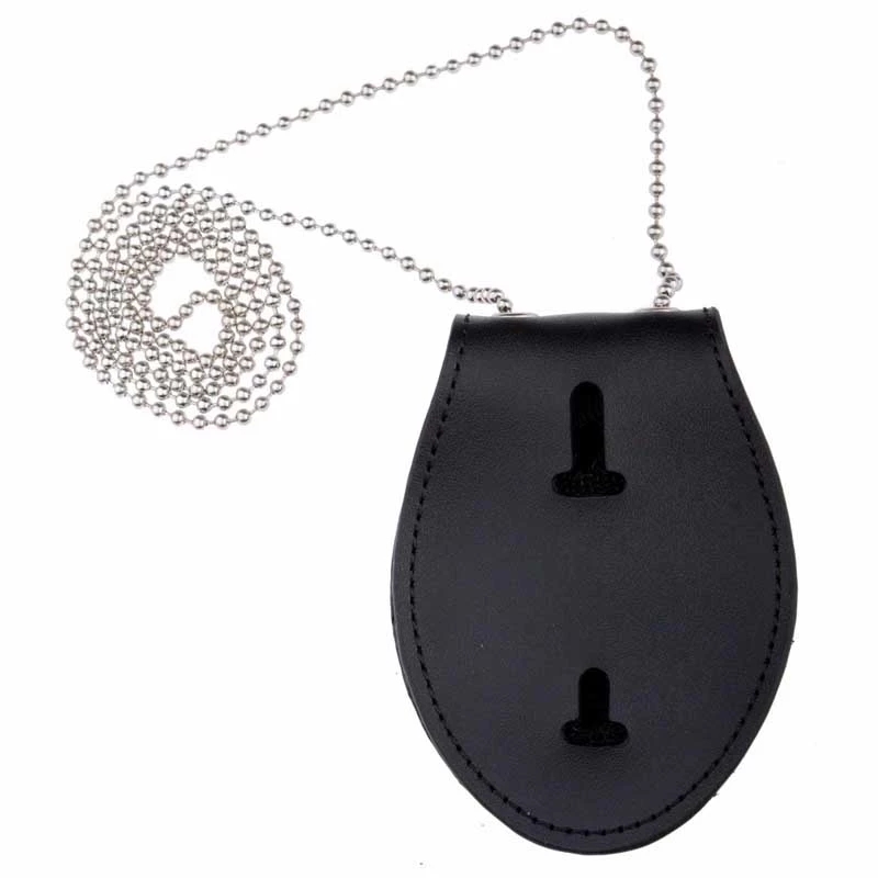 Black Leather US Police Badge Holder With Neck Chain Belt Clip Cosplay ...