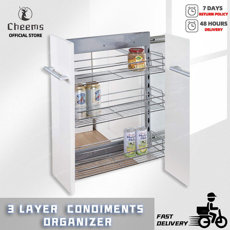 3 Layer Pull out condiments organizer spice rack Organizer 304 ...