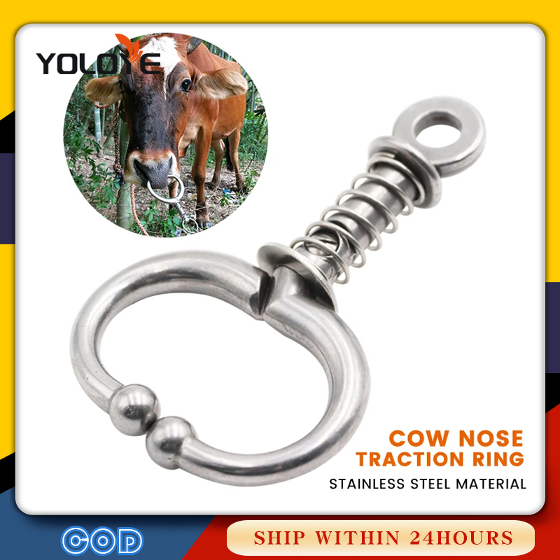Stainless Steel Bull Cow Cattle Bovine Nose Ring Automatic Cow Spring ...