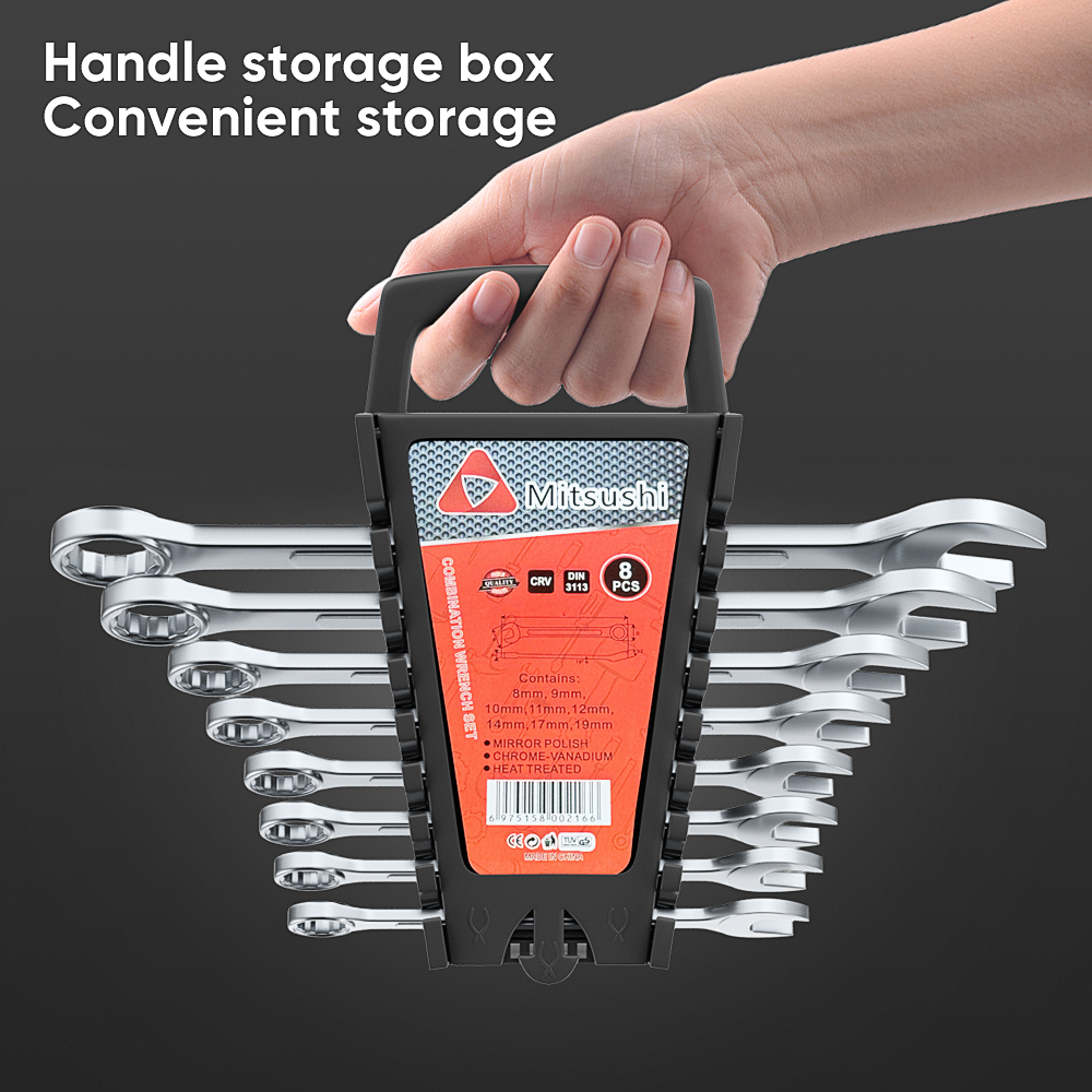 Mitsushi 8pcs Wrench Series Combination Wrench Spanner Set 8/9/10/11/12/14/17/19mm Multi ...